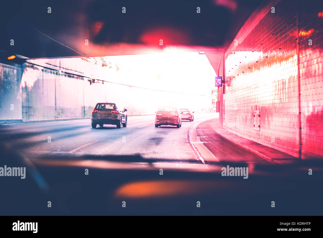 drivers view of cars driving on highway - traffic concept Stock Photo ...