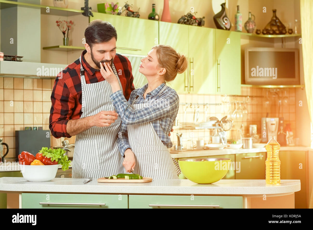 Kitchen and couple Stock Photo - Alamy