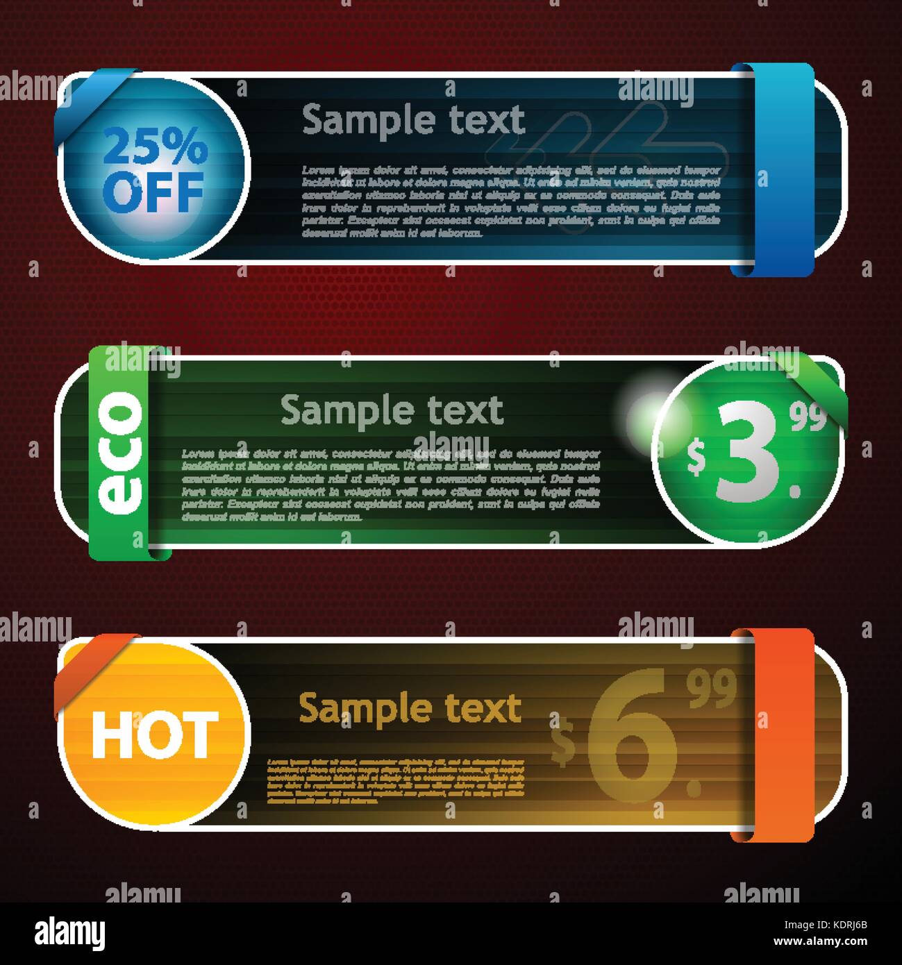 Set of Three Colorful Simple Modern Horizontal Headers or Banners with ...