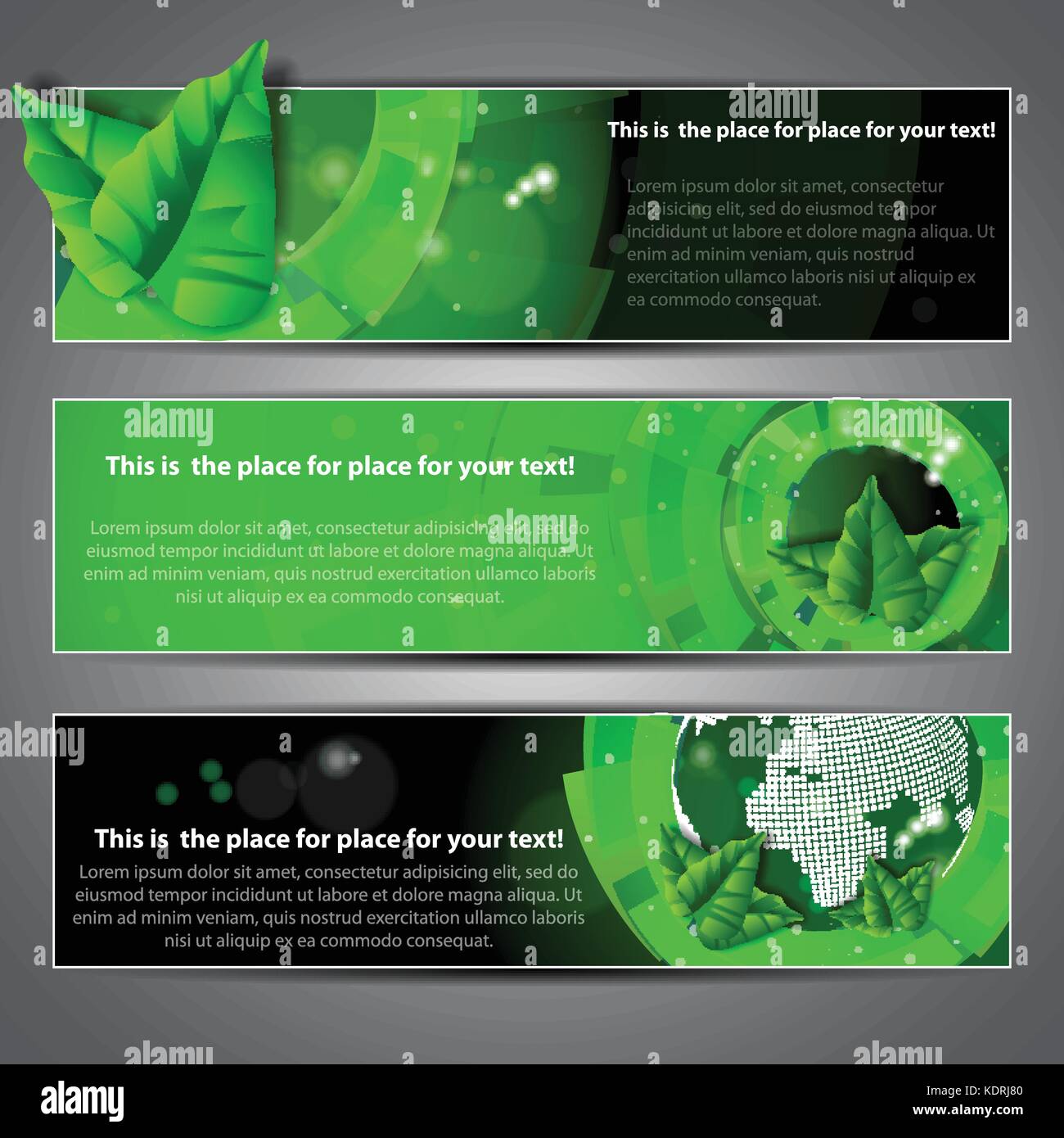 Set of Three Colorful Modern Style Horizontal Eco Headers or Banners ...