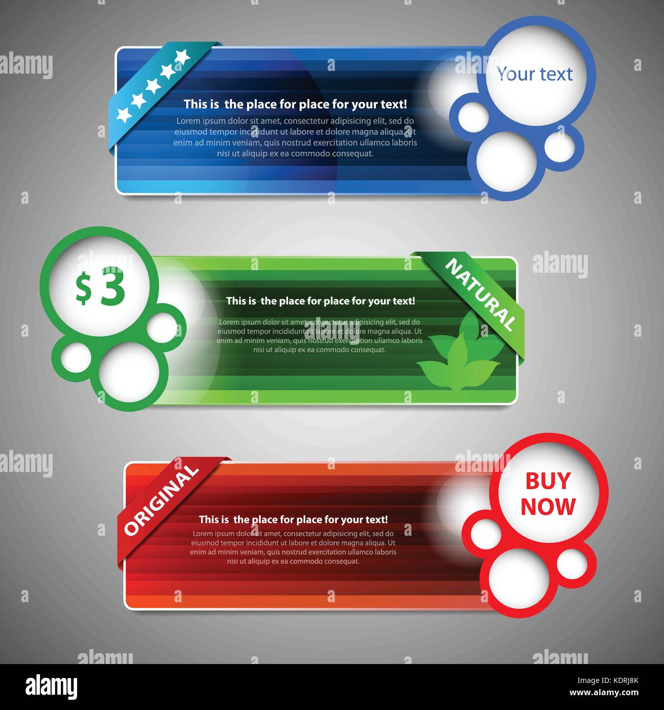 Collection of Three Colorful Bright Horizontal Headers or Banners with ...