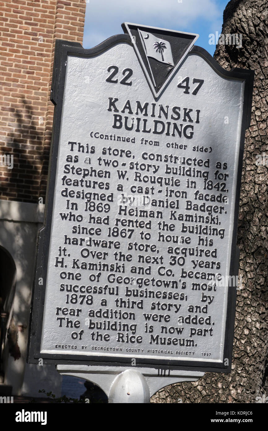 Historic Markers along Front Street in Georgetown, South Carolina, USA ...