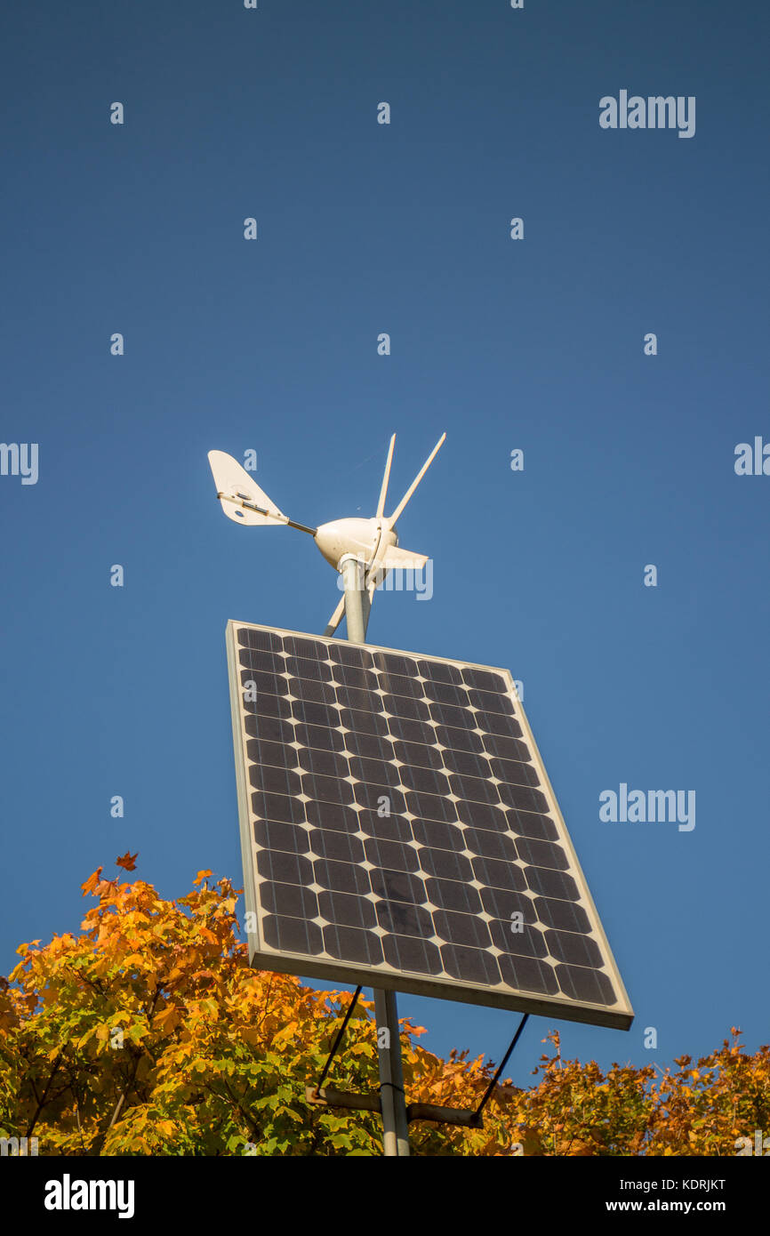 Small Solar panel and rotor, Renewable energy Stock Photo - Alamy