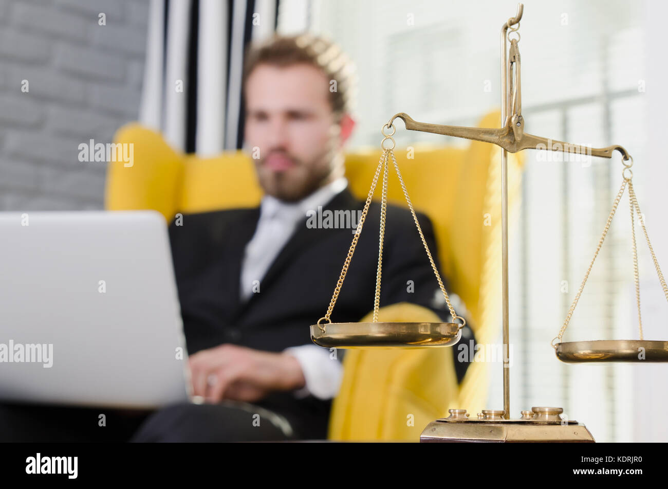 Weight scale of justice, lawyer in background. lawyer document ...
