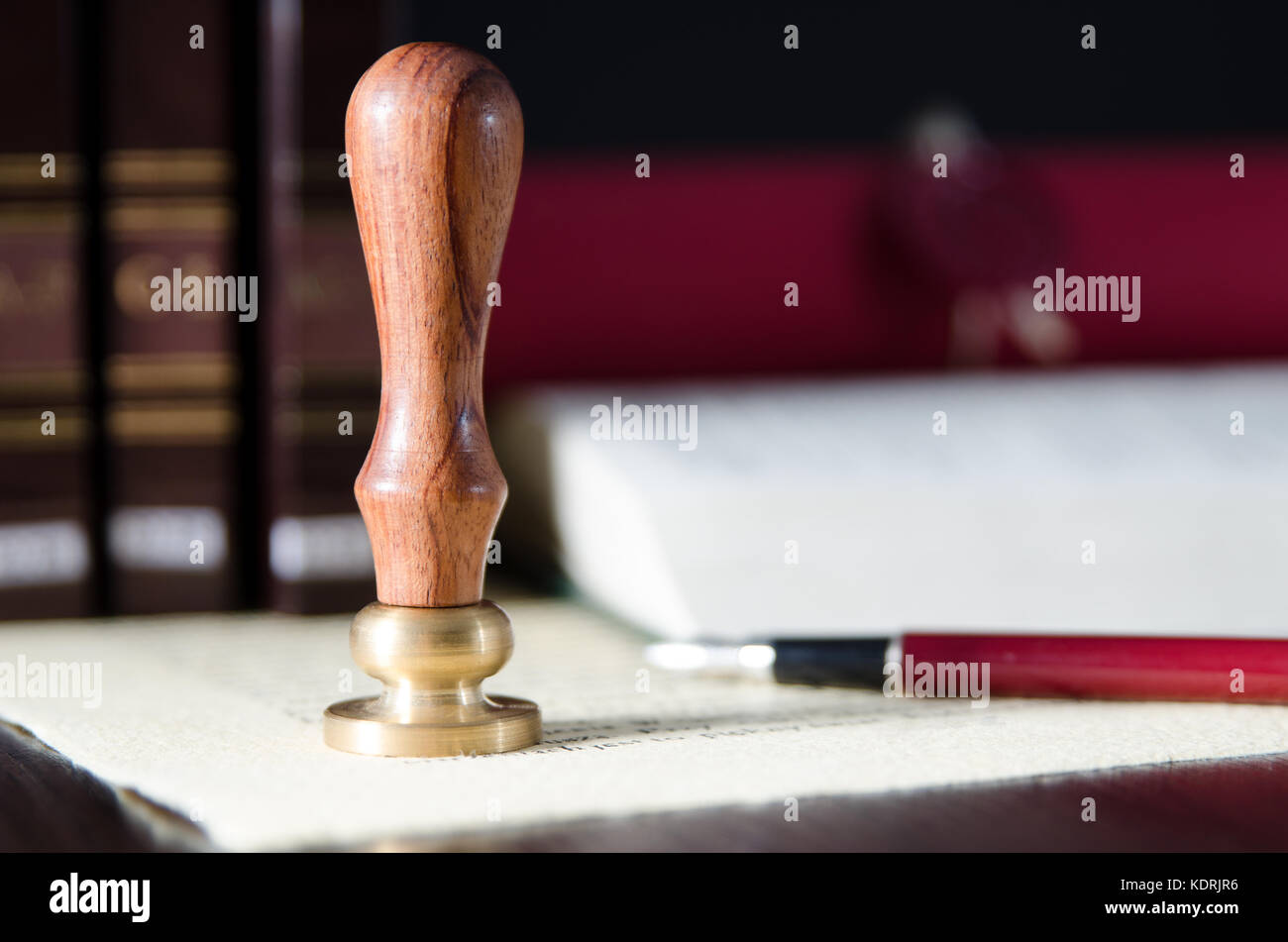 Law, attorney, notary public stamp and pen on desk. law will notary ...