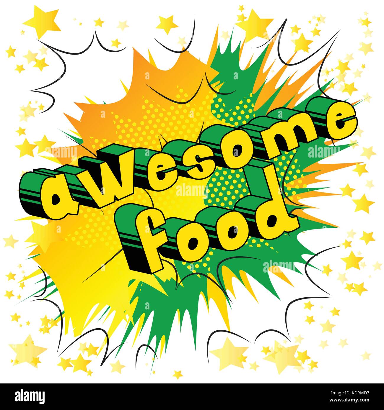 Awesome Food - Comic book style phrase on abstract background Stock ...