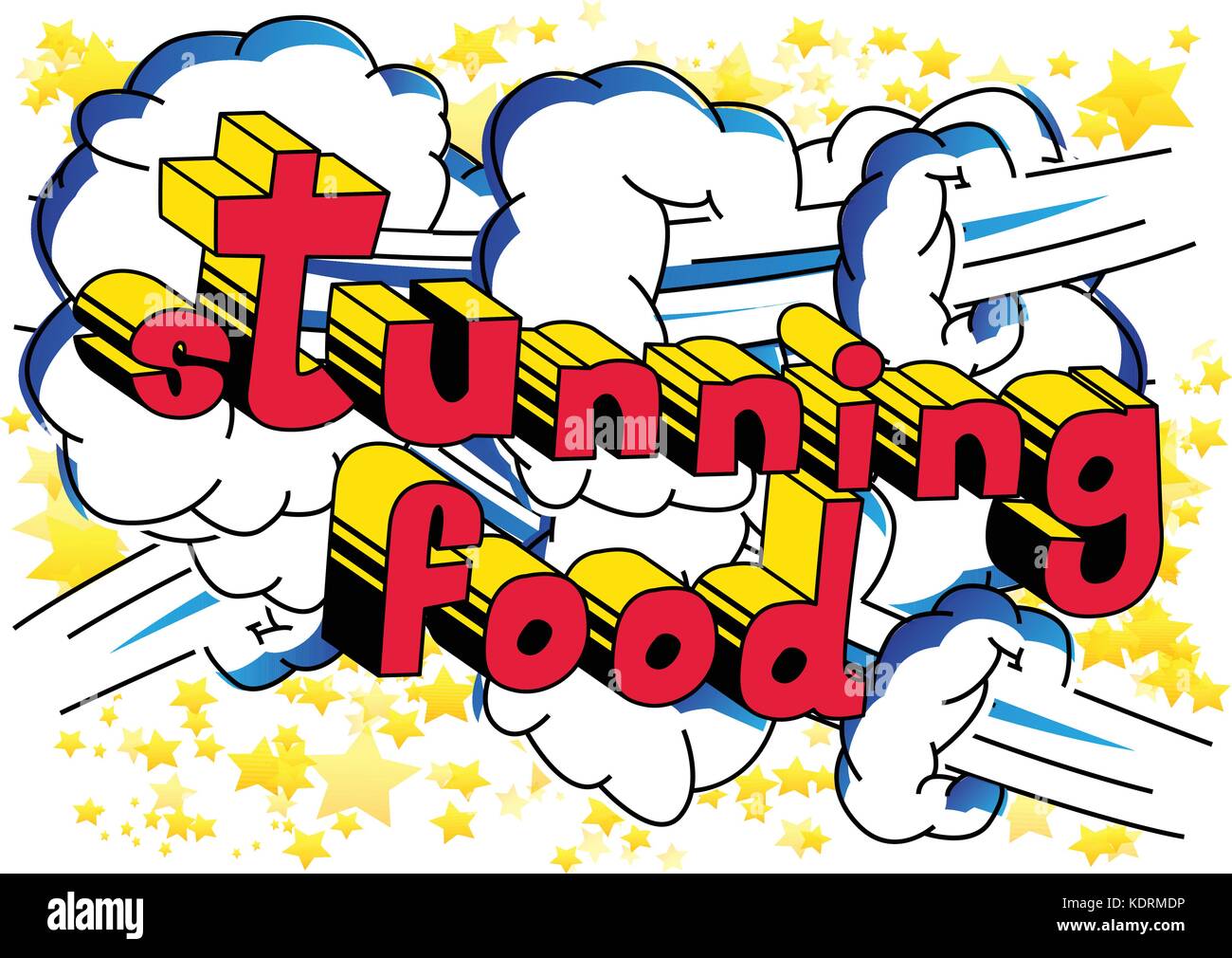 Stunning Food - Comic book style phrase on abstract background Stock ...