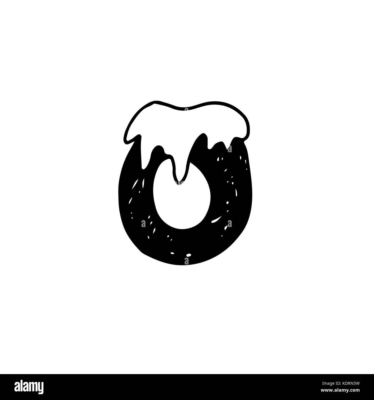 O. Christmas snowy alphabet. Christmas font with snow. Handdrawn ...