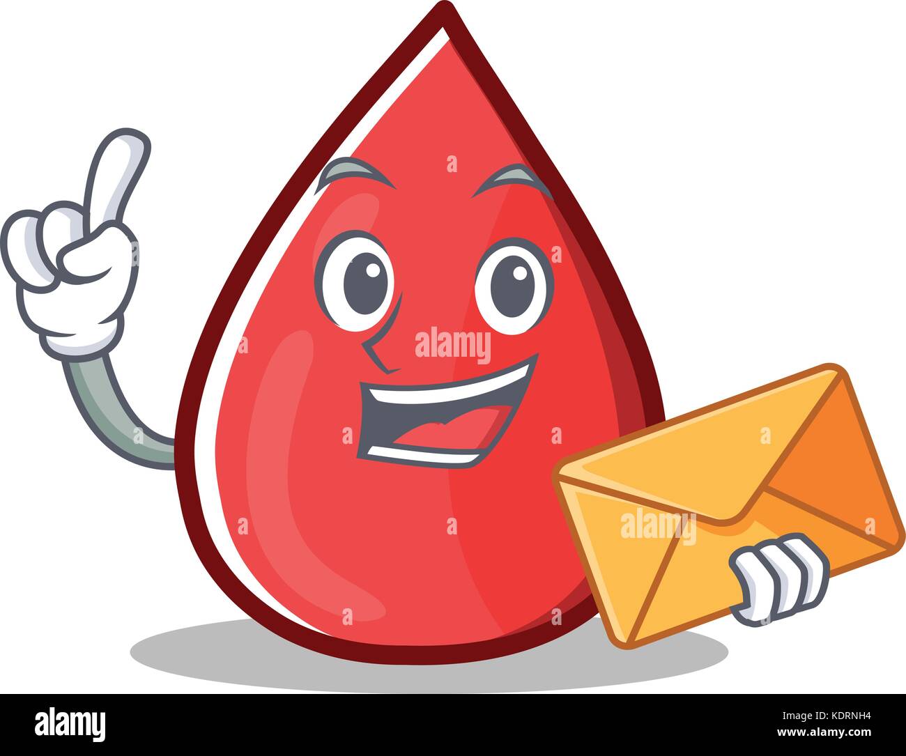 With Envelope Blood Drop Cartoon Mascot Character Stock Vector Image ...