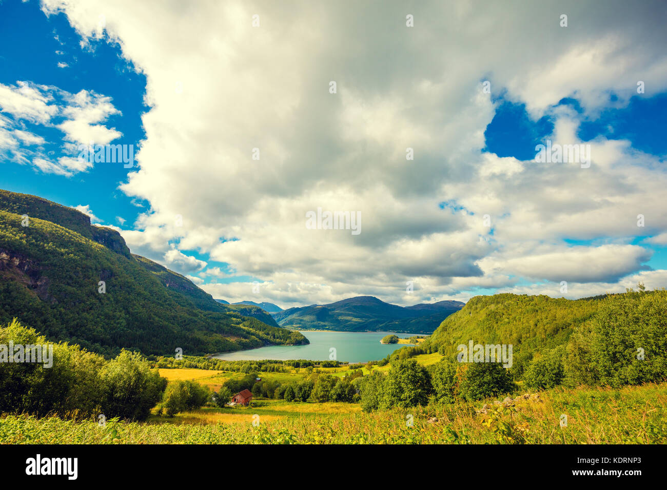 Beautiful fjord, Scandinavian landscape. Nature of Norway Stock Photo ...