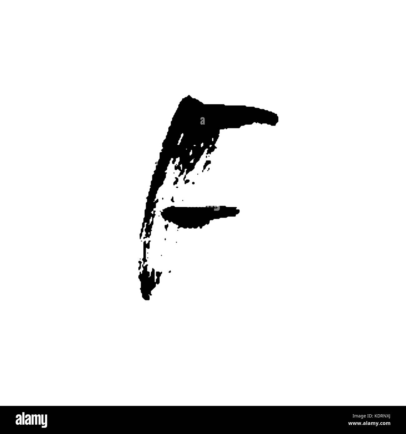 Hand painted letter F. Dry brush modern lettering. Vector illustration ...