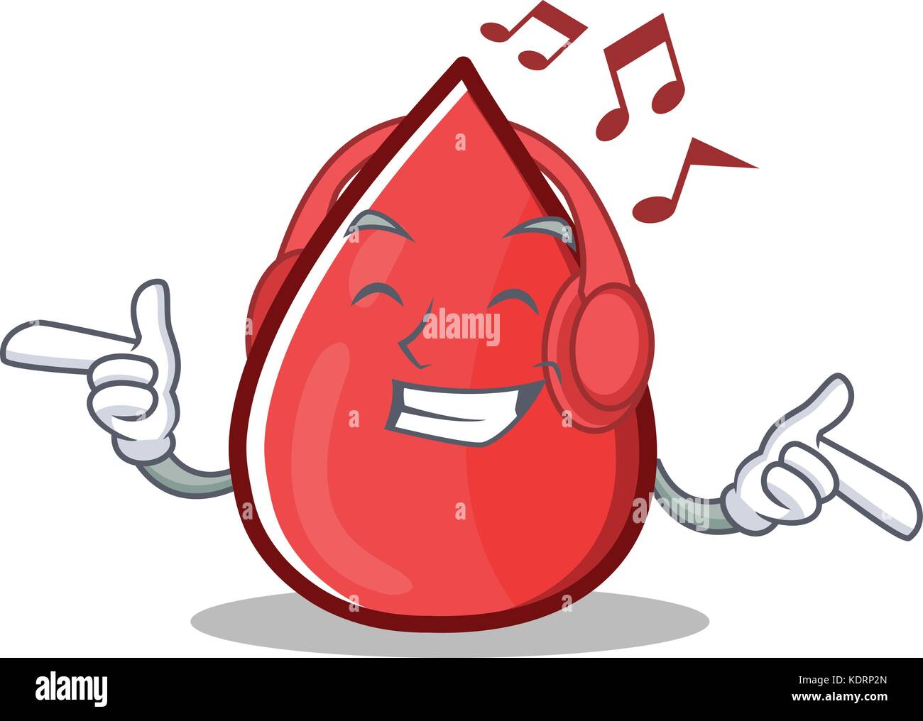 Listening Music Blood Drop Cartoon Mascot Character Stock Vector Image ...