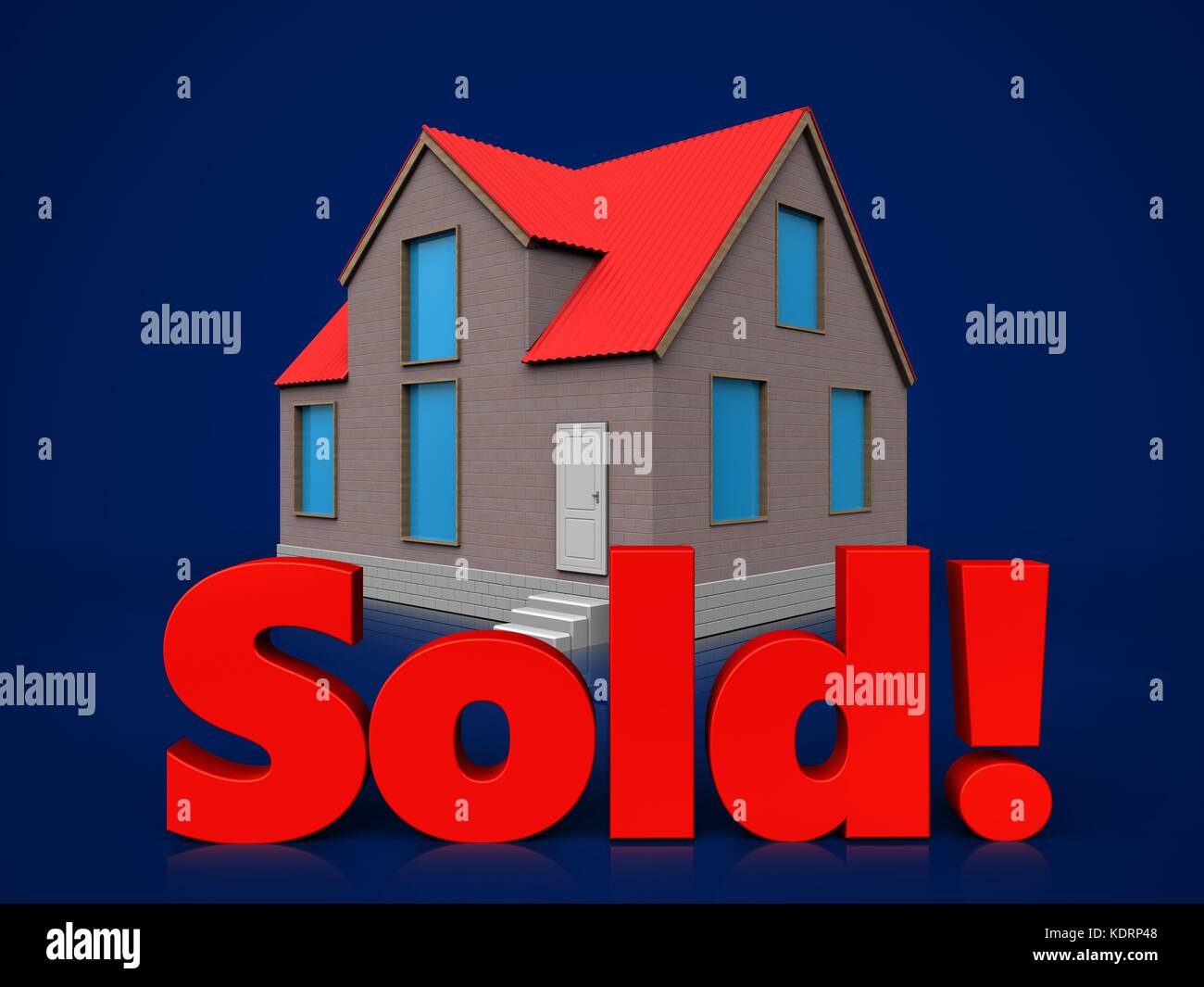 3d illustration of house with sold sign over dark blue background Stock ...