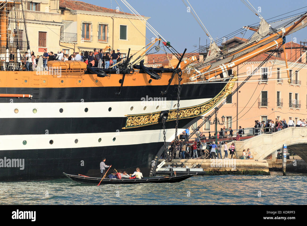 Italian training sailing tall ship Amerigo Vespucci in Venice Stock ...