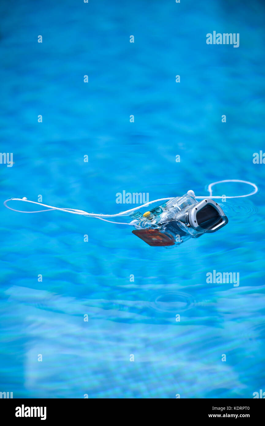 Underwater photo camera housing floating in a swimming pool Stock Photo ...