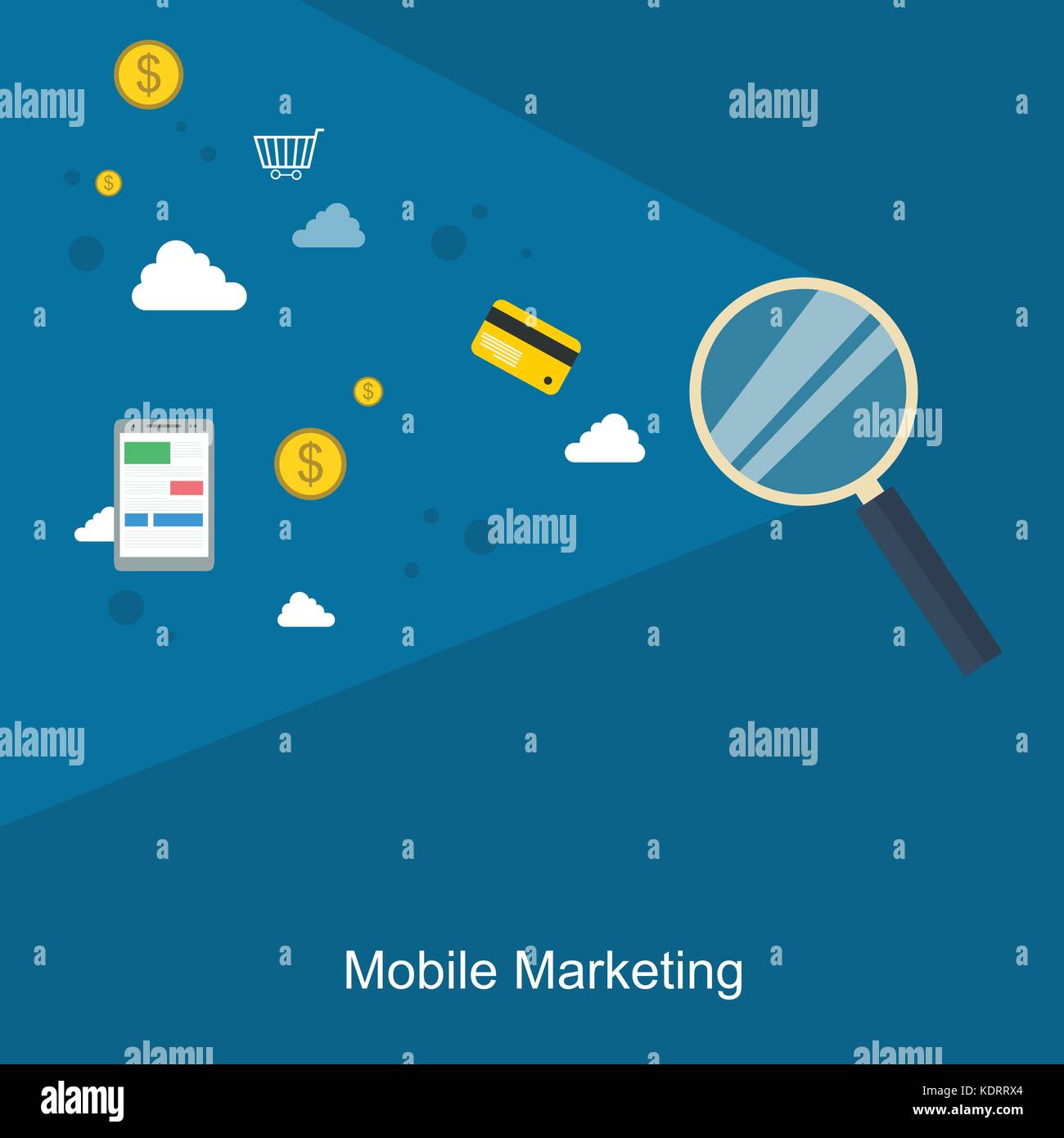 Mobile marketing flat design on blue background Stock Vector Image ...