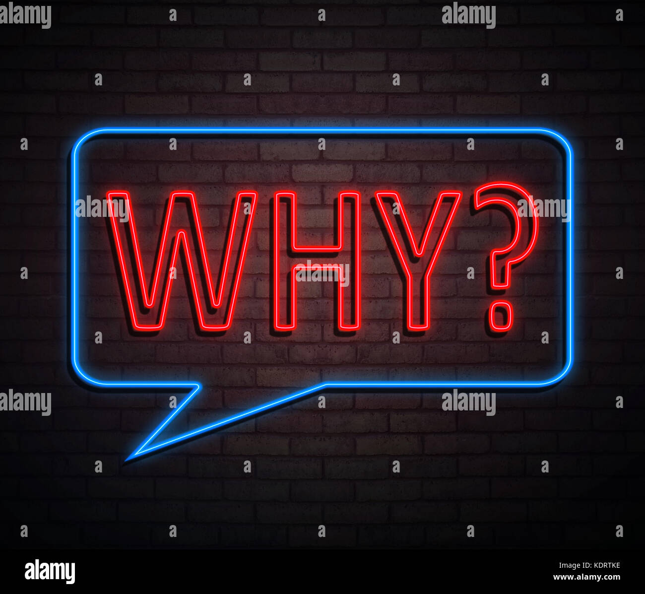 3d Illustration depicting an illuminated neon sign with a why? concept ...