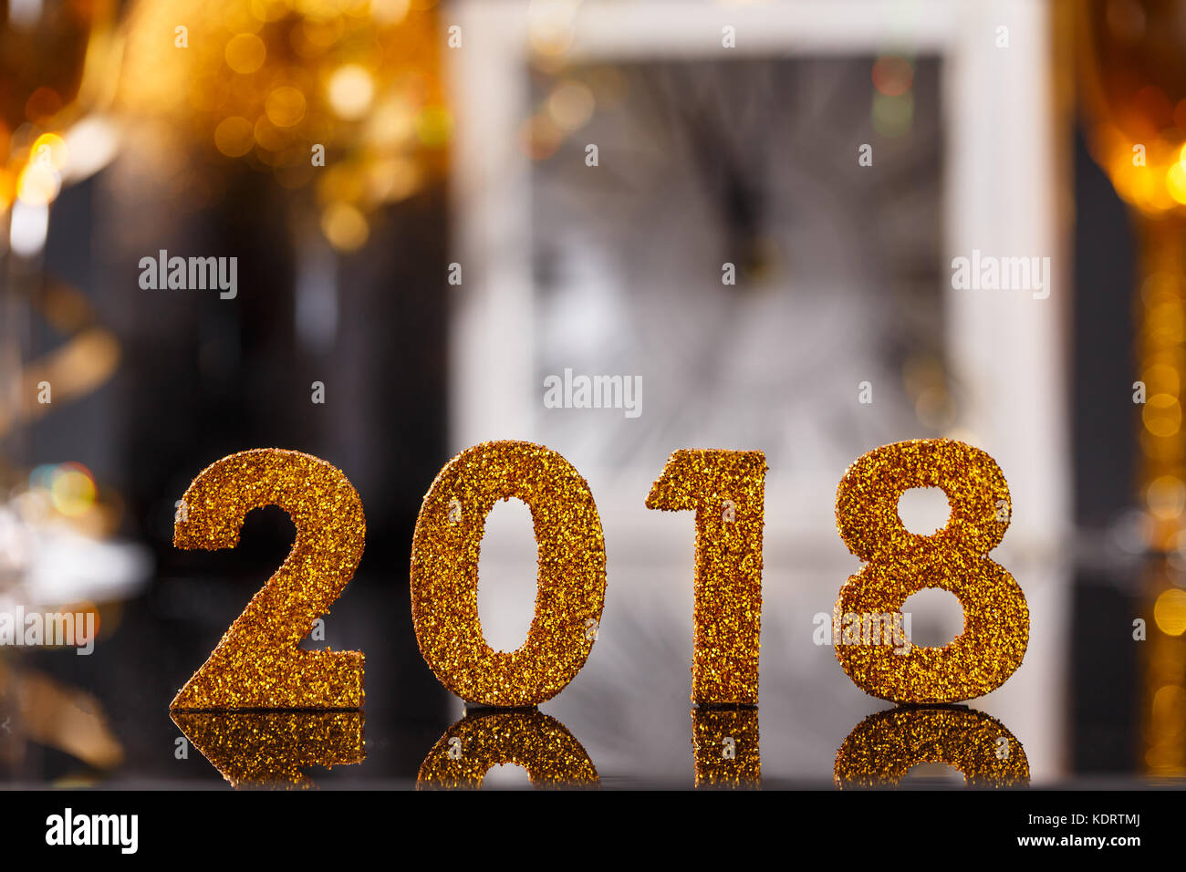 2018 year golden figures on reflection background Stock Photo - Alamy