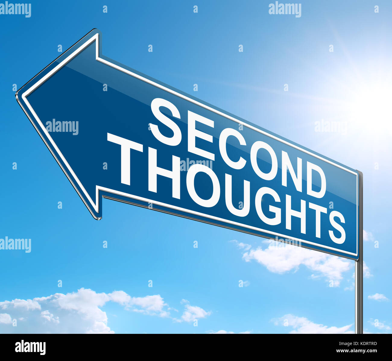 3d Illustration depicting a sign with a second thoughts concept Stock ...