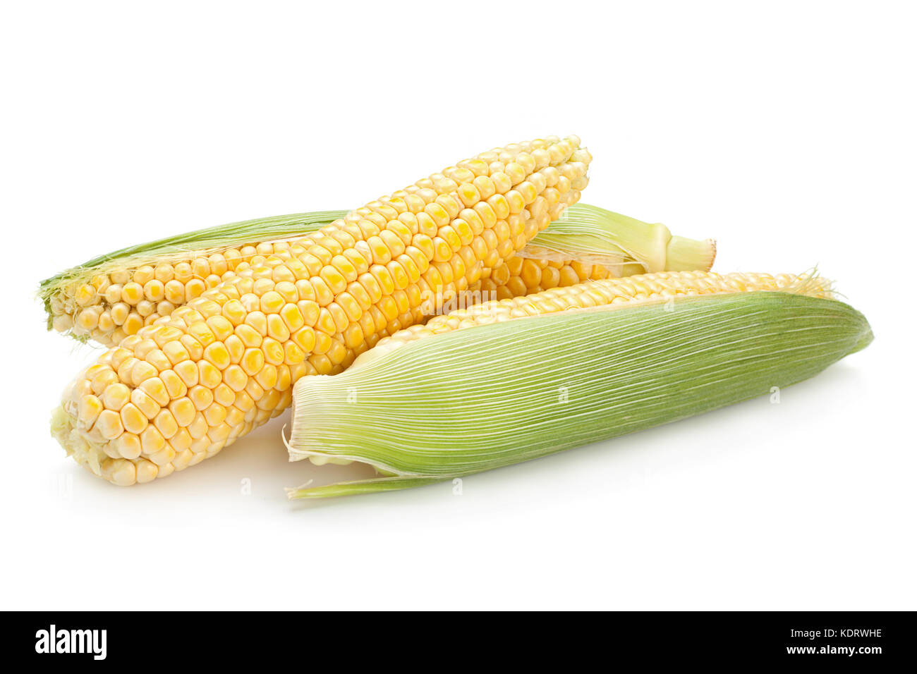 Raw sweet corn isolated on white background Stock Photo - Alamy