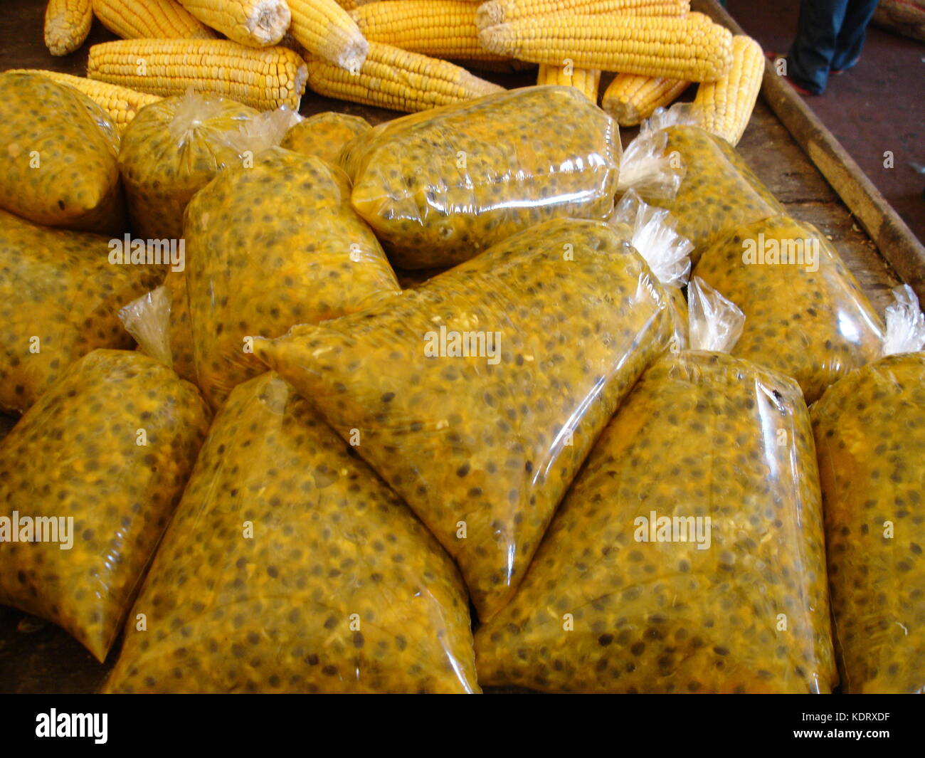 Ver-o-peso market, passion fruit pulp in transparent plastic bag Stock ...