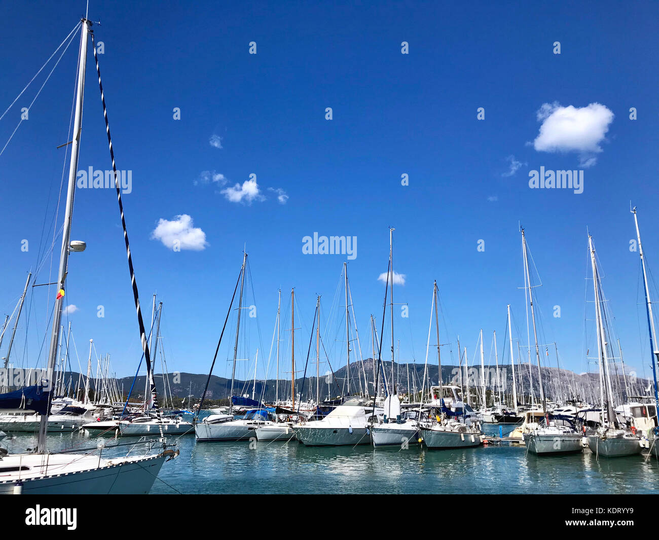 Top view of the marina with a lot of yachts and boats - shooting from a ...