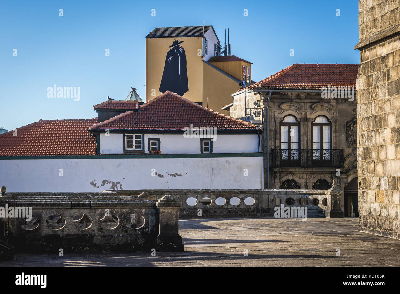Sandeman Port wine company sign on a building in Porto city on Iberian ...