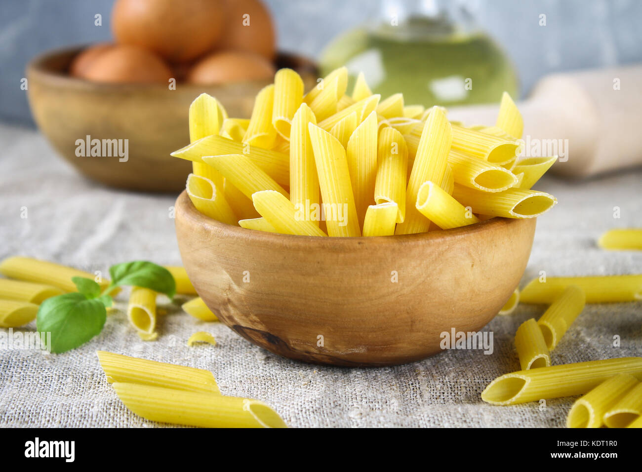 Penne rigate. Macaroni in the form of feathers. mostaccioli pasta Stock ...