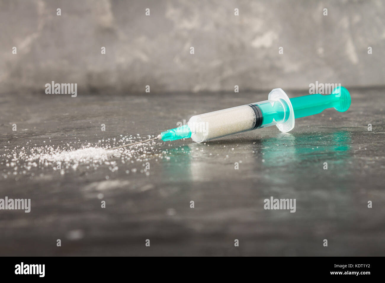 Sugar in a syringe. Conceptual depiction of dependence on the sweet ...