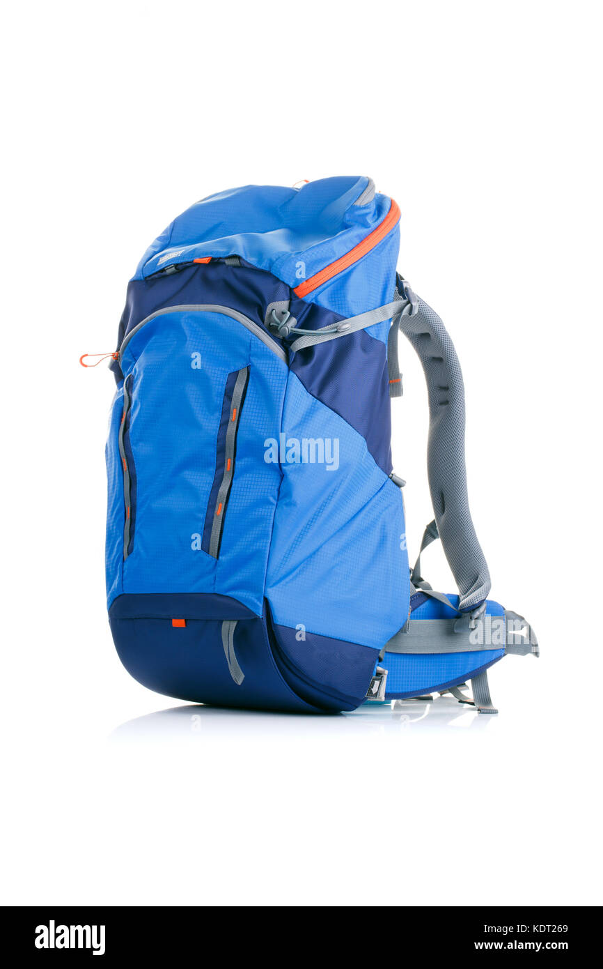 Empty school blue backpack Cut Out Stock Images & Pictures - Alamy
