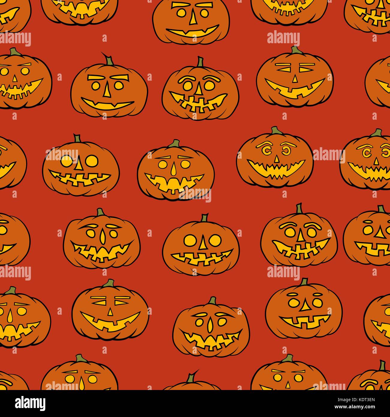 hand drawn jack-o-lantern seamless pattern - halloween background Stock ...