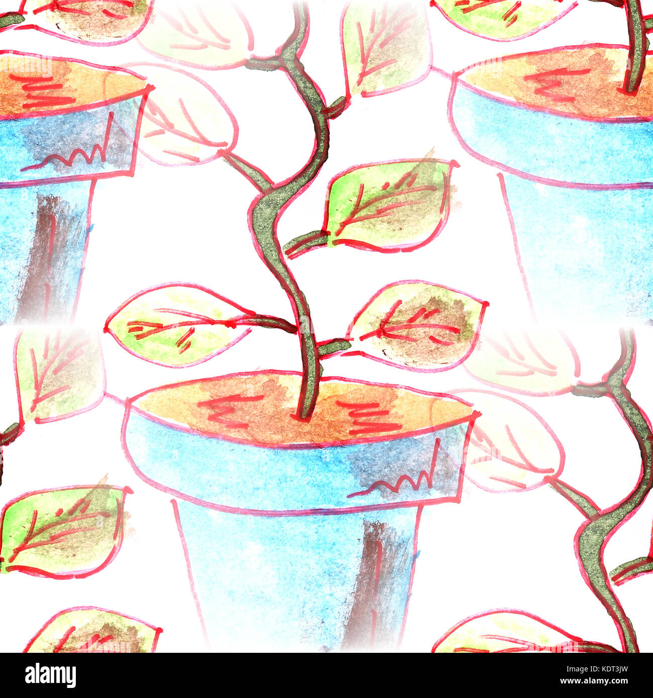 Mural background seamless pattern tree, pot background texture Stock ...