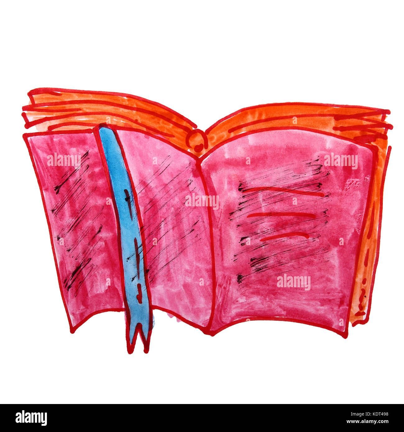 drawing children watercolor diary pink cartoon on a white backgr Stock ...