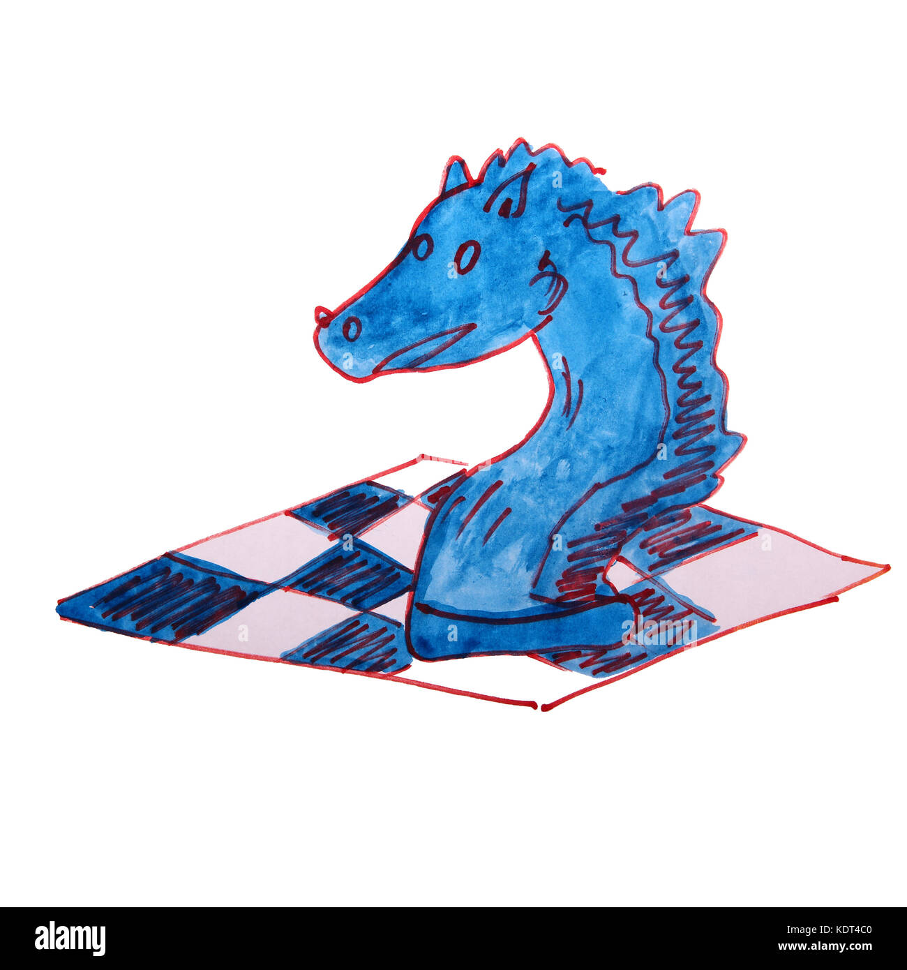 watercolor drawing kids cartoon chess on a white background Stock Photo ...