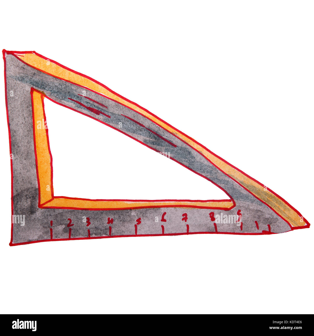 watercolor drawing kids cartoon ruler on a white background Stock Photo ...