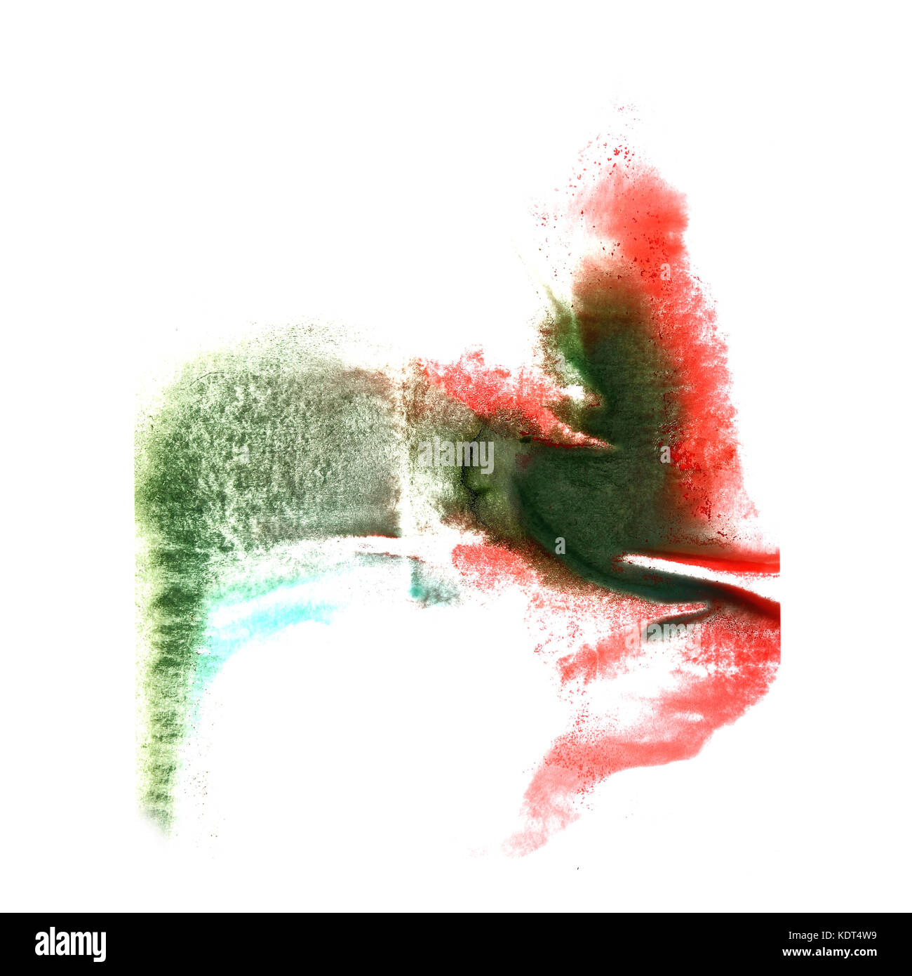 art Green, red, blue watercolor ink paint blob watercolour splash ...