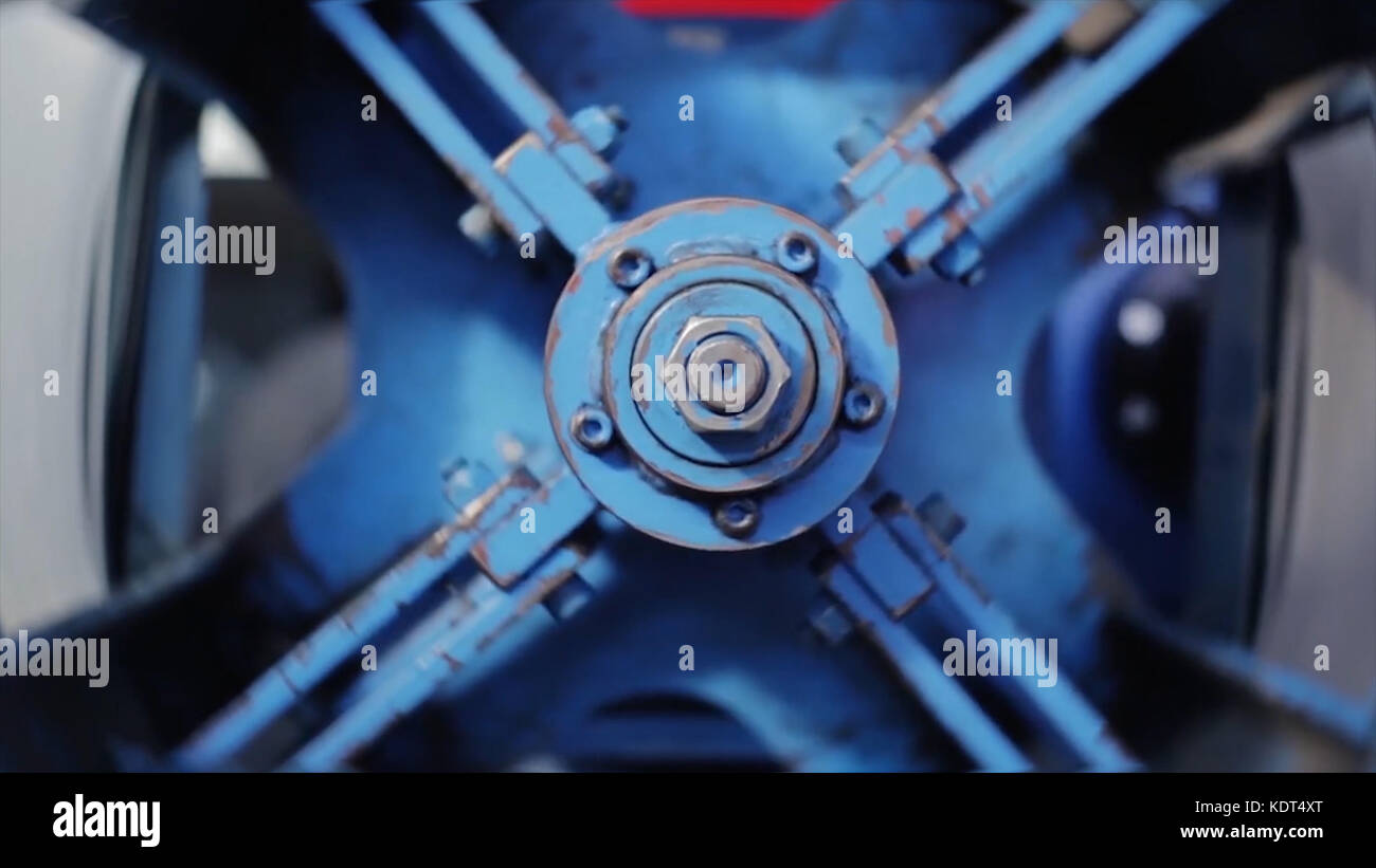 Big bolt. The rotating part of the machine. View of rotation machine in ...