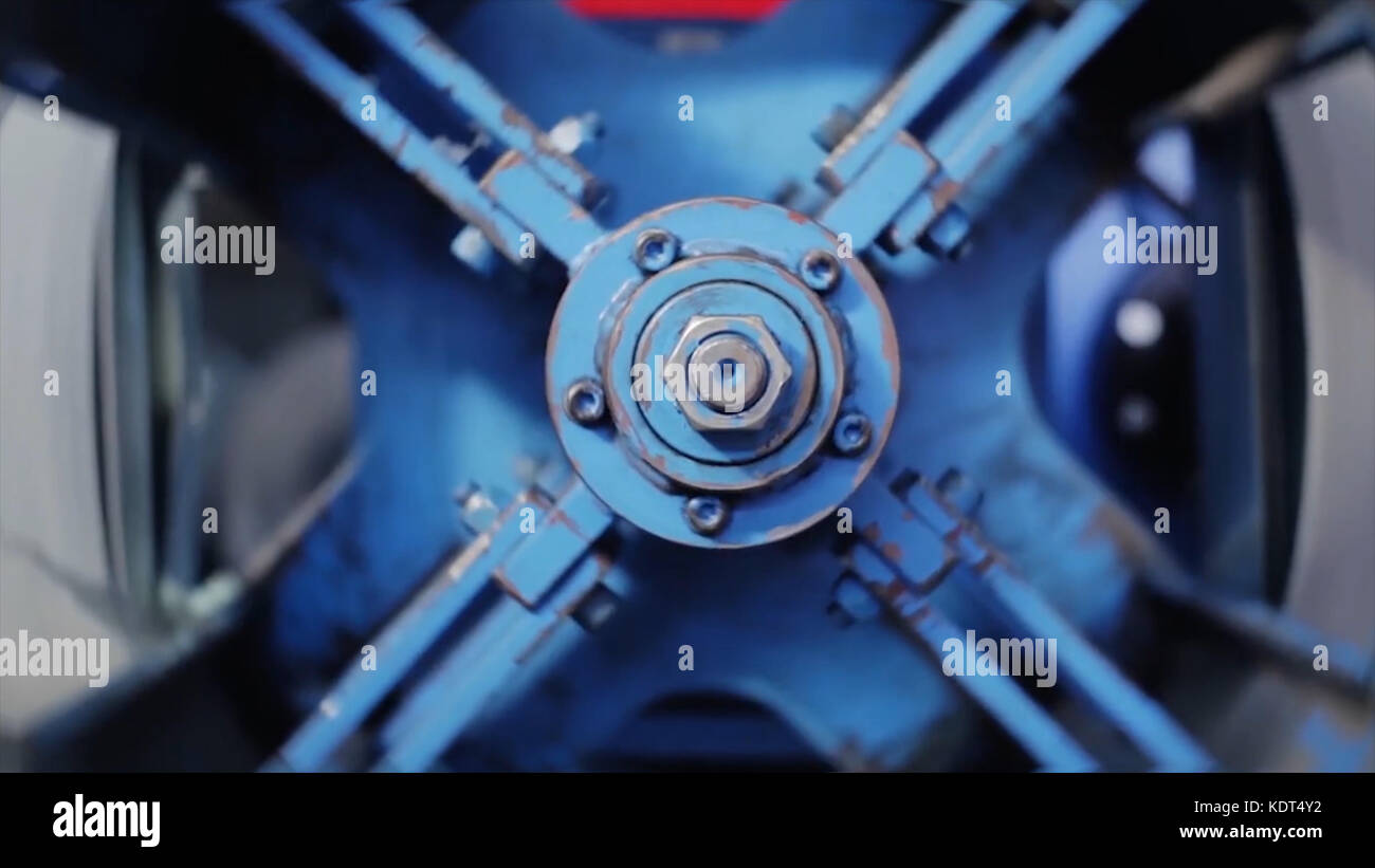 Big bolt. The rotating part of the machine. View of rotation machine in ...