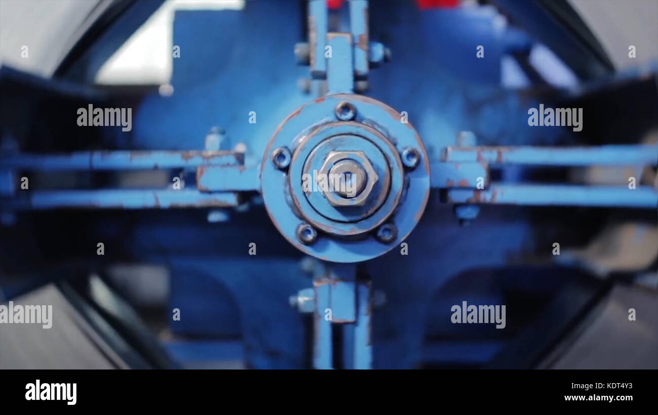 Big bolt. The rotating part of the machine. View of rotation machine in ...