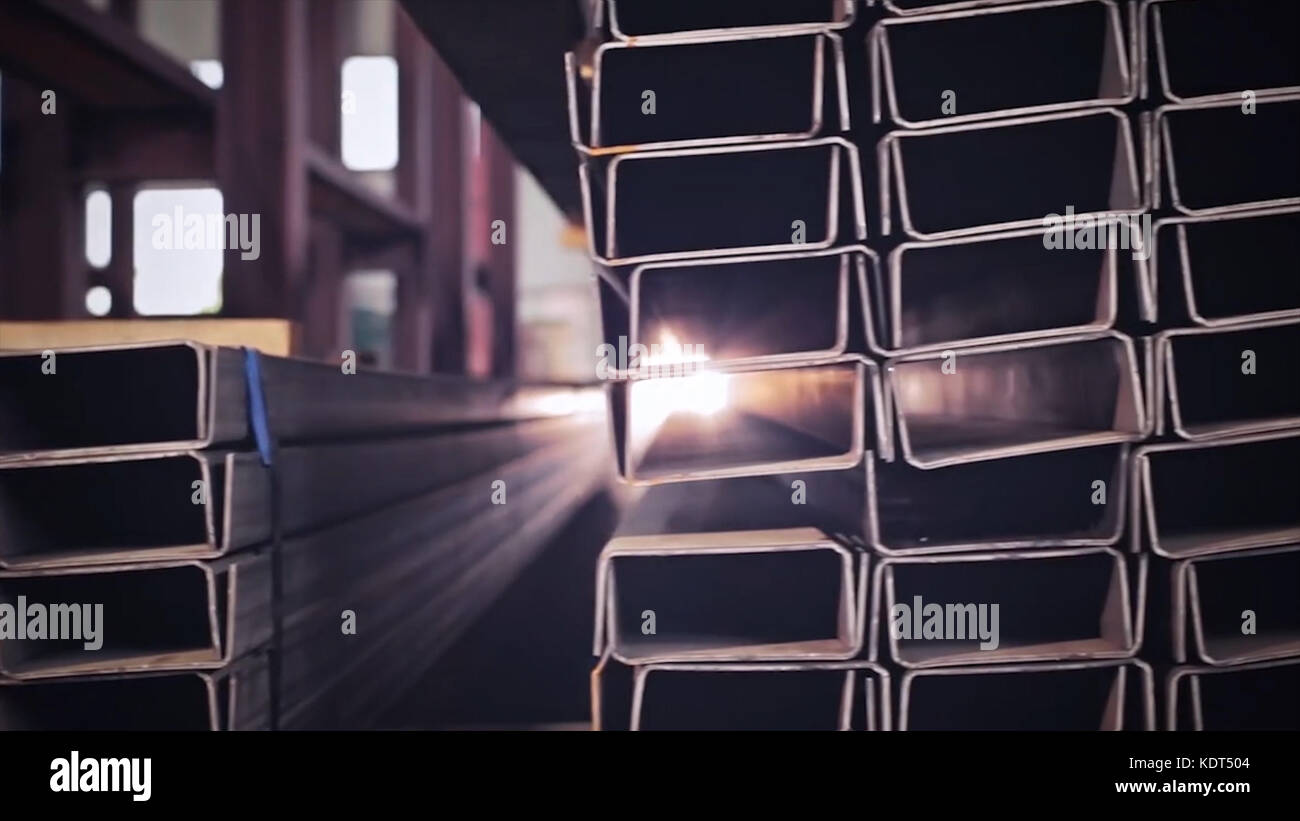 Metal pipe profile and sun in the background. Sheet metal profiles ...