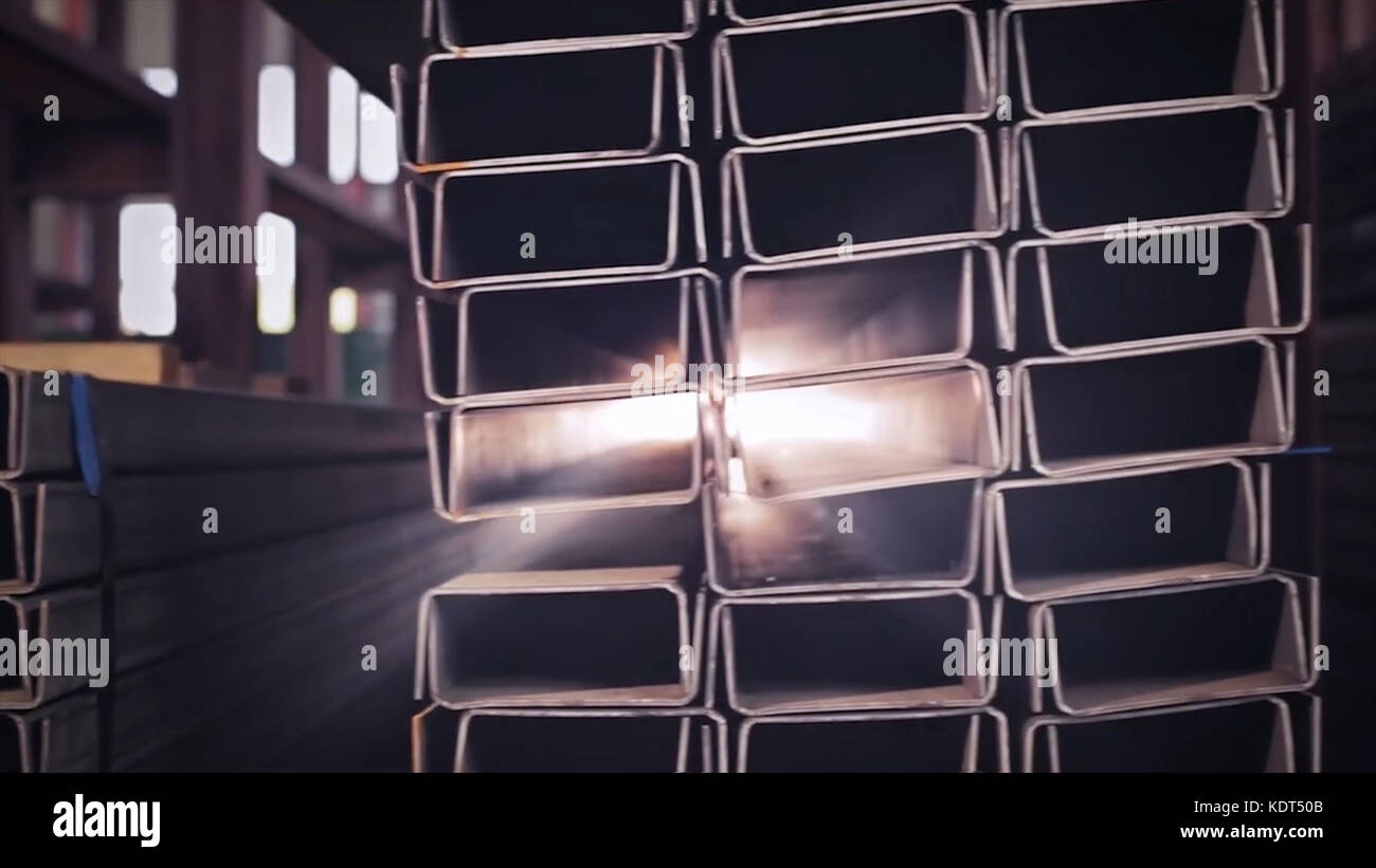 Metal pipe profile and sun in the background. Sheet metal profiles ...