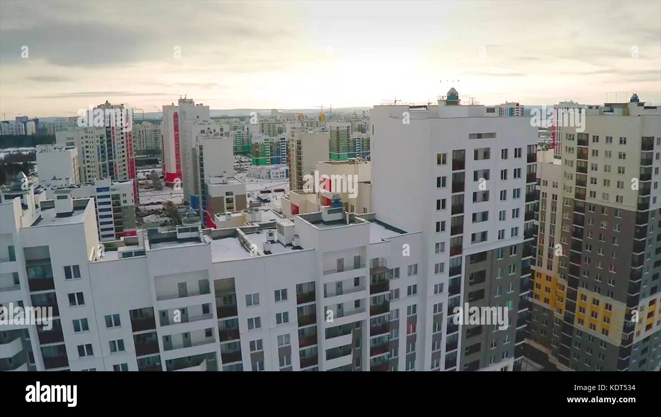 Aerial view on residential area. A newly completed housing estate in a ...