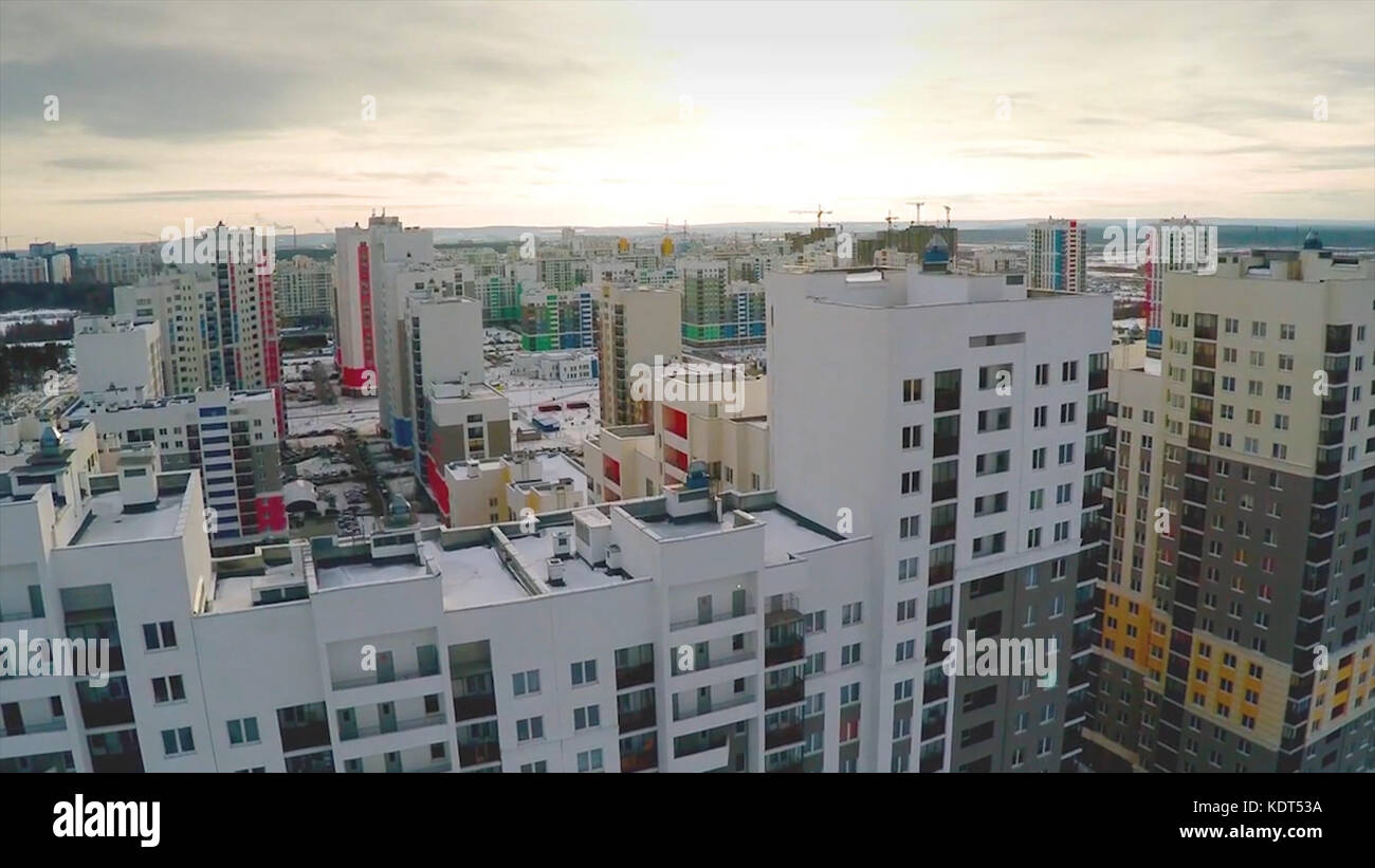 Aerial view on residential area. A newly completed housing estate in a ...