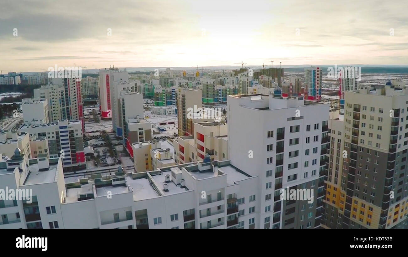 Aerial view on residential area. A newly completed housing estate in a ...