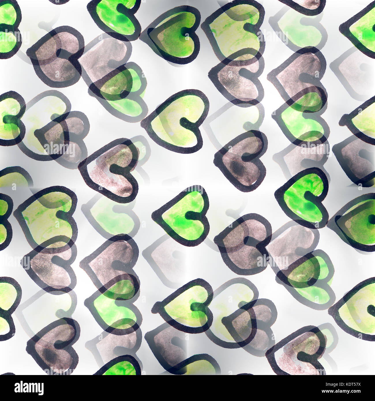 Mural Black and green heart background seamless pattern background ...