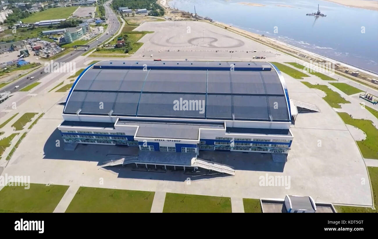 Aerial view on modern building. Modern building view from the sky ...