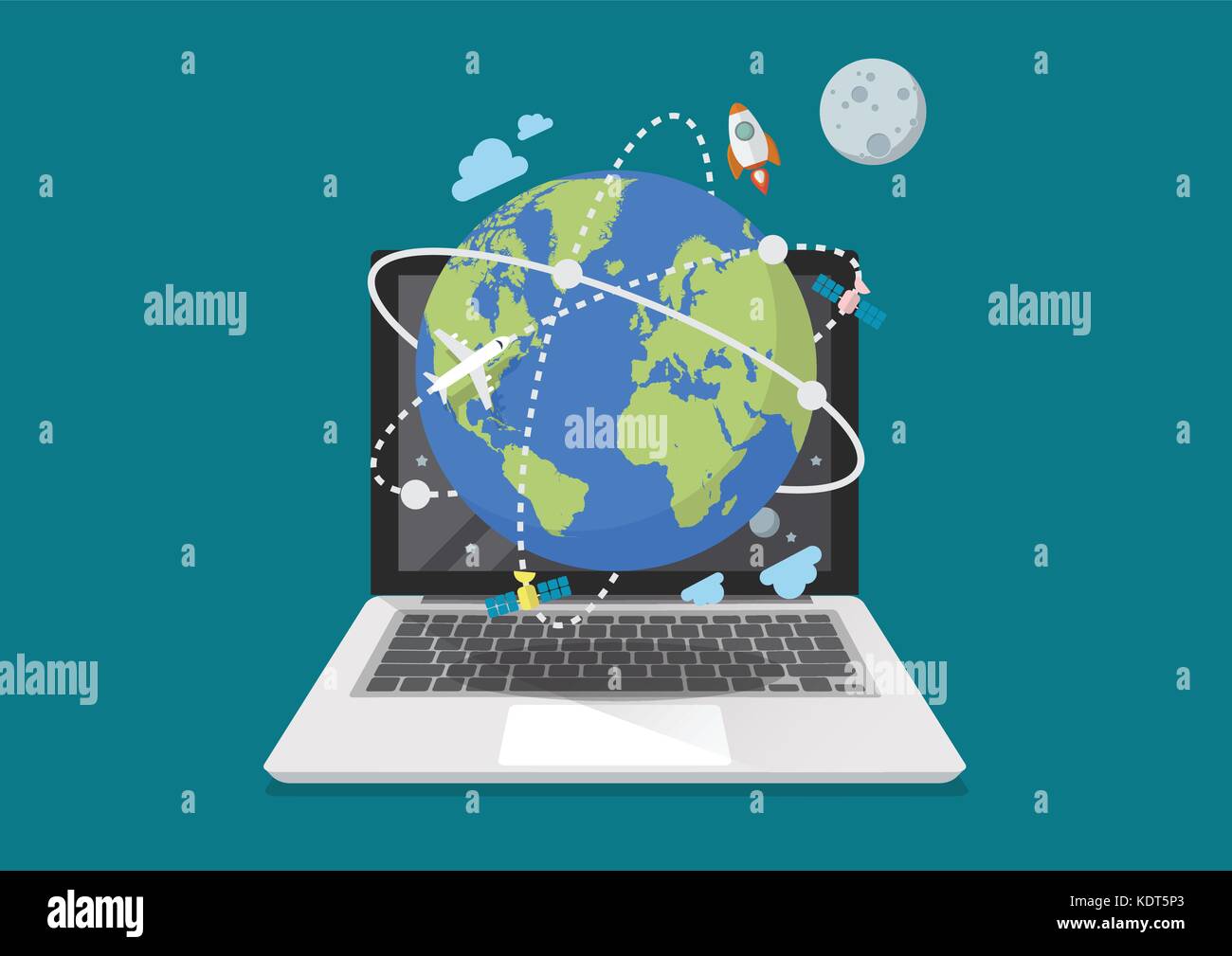 Global network connection from laptop. Vector illustration Stock Vector ...