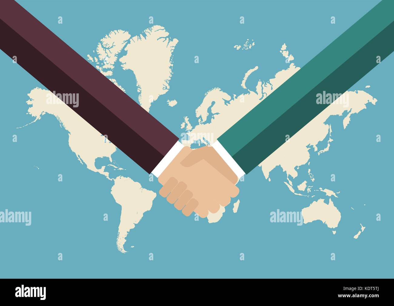 Partnership handshake with world map background. Business concept Stock ...