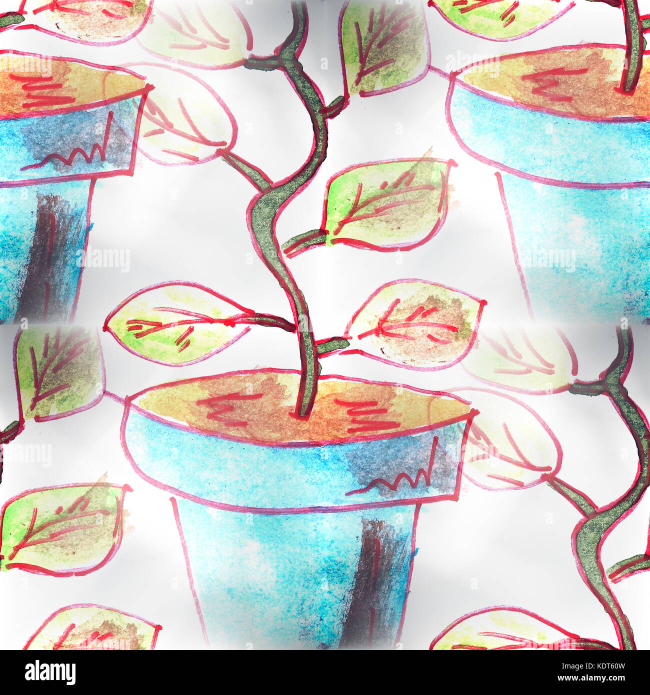 Mural background seamless pattern tree, pot background texture Stock ...