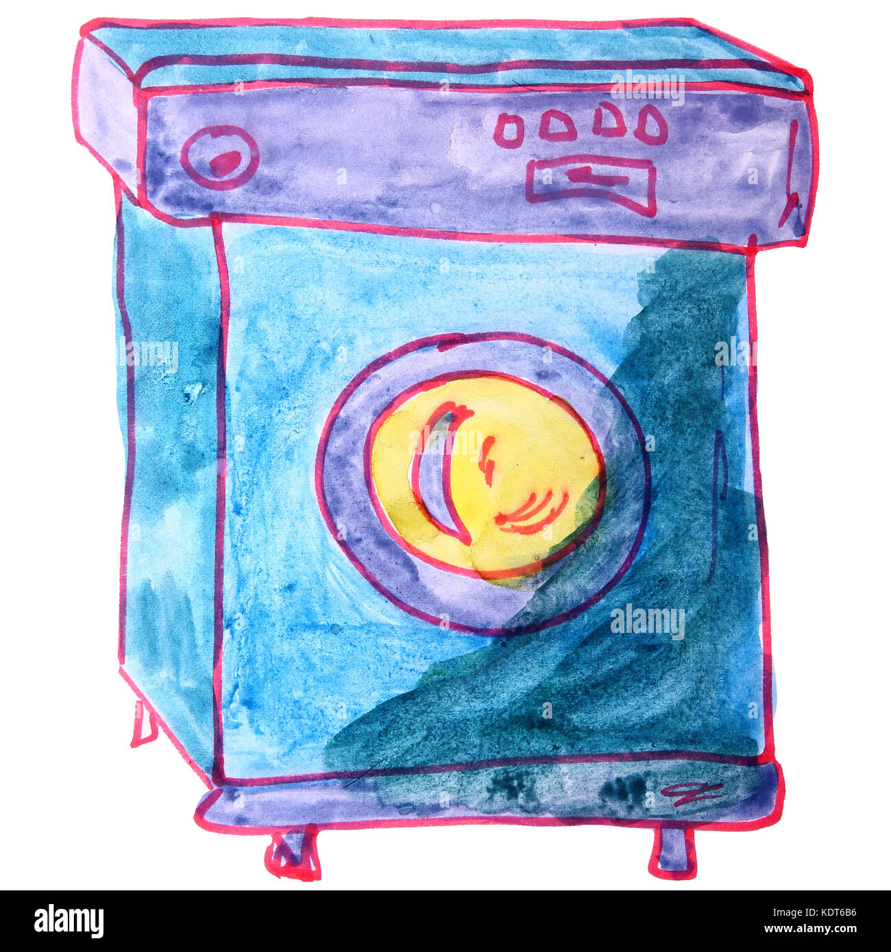 drawing children watercolor washer, washing cartoon on a white b Stock ...